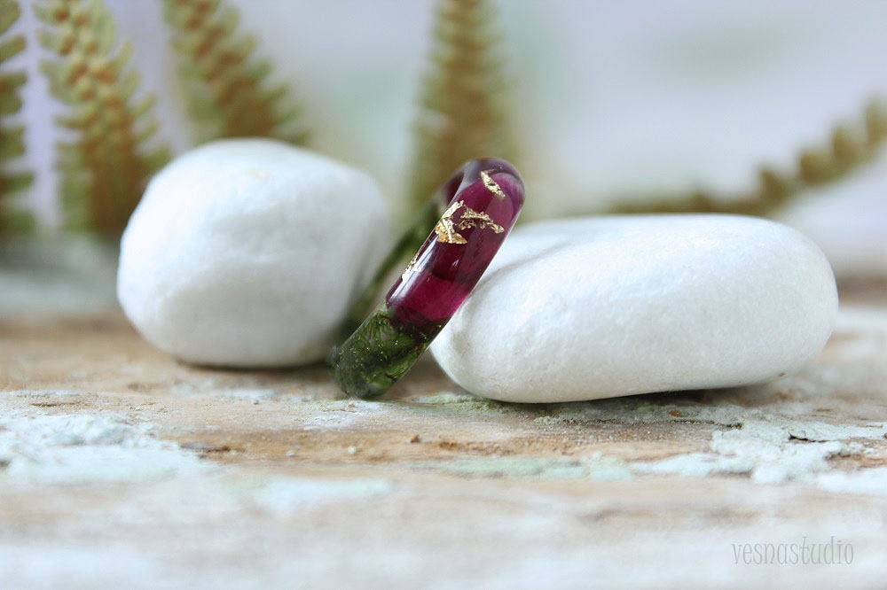 Red Rose resin ring Red Rose jewelry Real flower rings Nature | Etsy