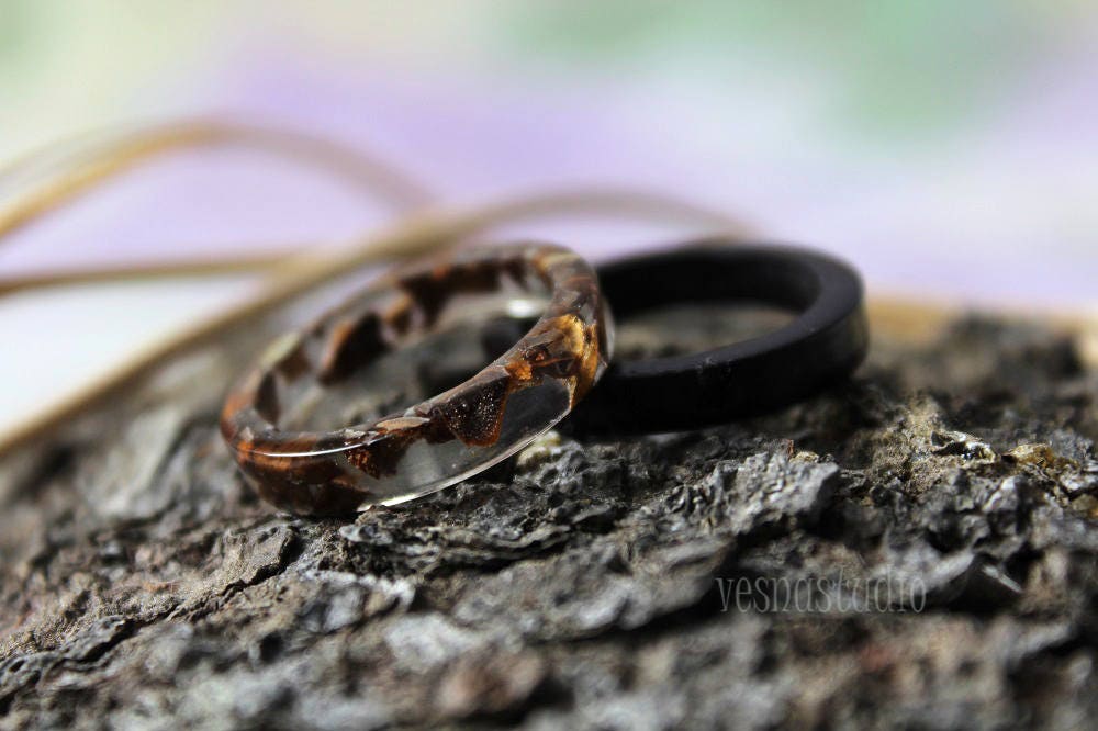 Mens Ring Mens Resin Band Set Mens Rustic Bands Resin Ring Set - Etsy