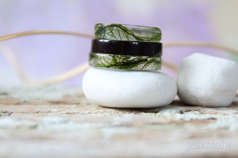 Mens resin band set Mens wedding bands Resin ring set Real | Etsy