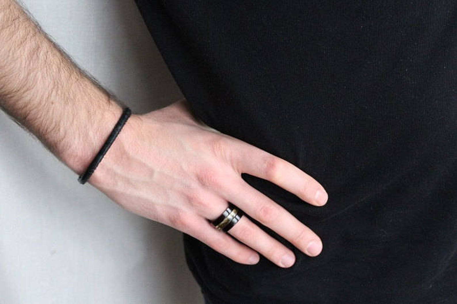 Mens Ring Mens Resin Band Set Mens Rustic Bands Resin Ring Set - Etsy