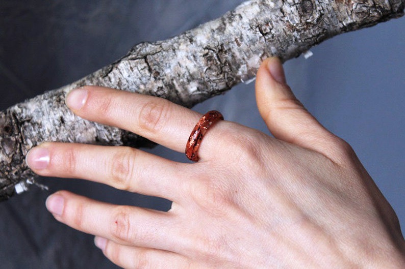 Orange tiger lily ring Eco resin ring Delicate ring Nature | Etsy