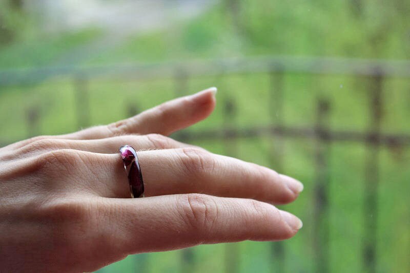 Red Rose resin ring Fern resin ring Red Rose jewelry Real | Etsy