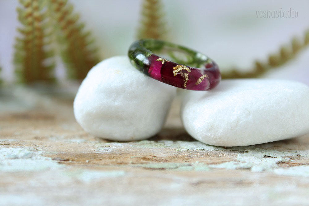 Red Rose resin ring Red Rose jewelry Real flower rings Nature | Etsy