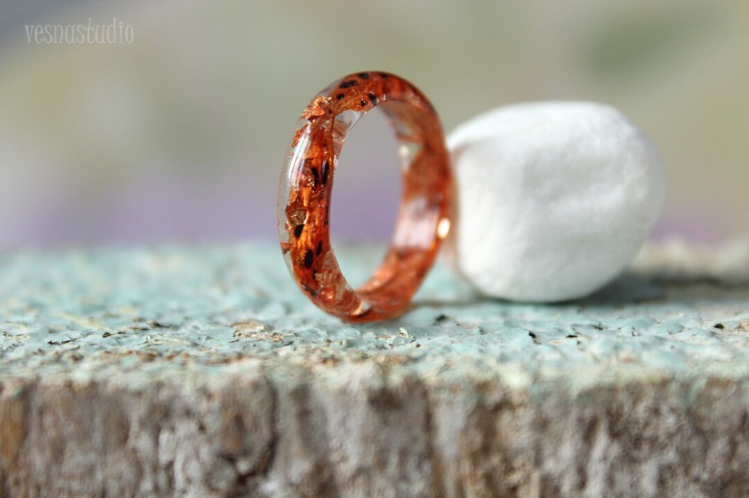 Orange Tiger Lily Ring Eco Resin Ring Delicate Ring Nature Rings Dried ...