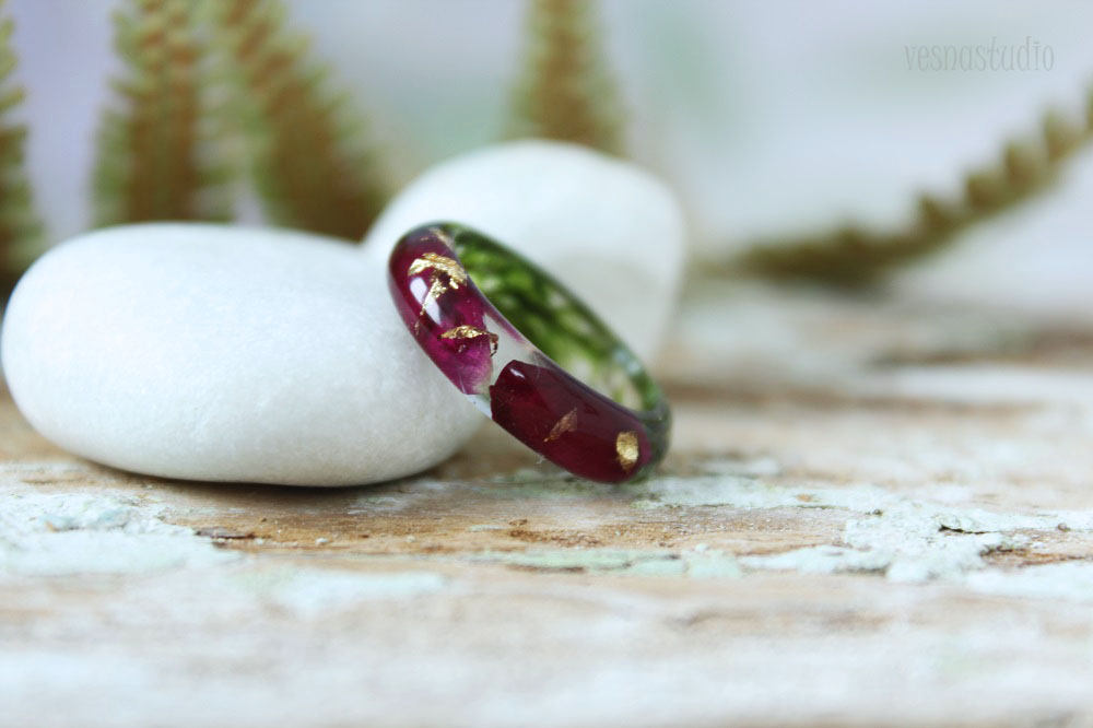 Red Rose resin ring Red Rose jewelry Real flower rings Nature | Etsy