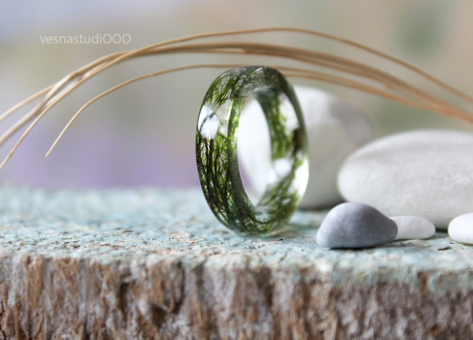 Men's Ring Real Moss Resin Ring Nature Rings Botanical Rings Eco Resin ...