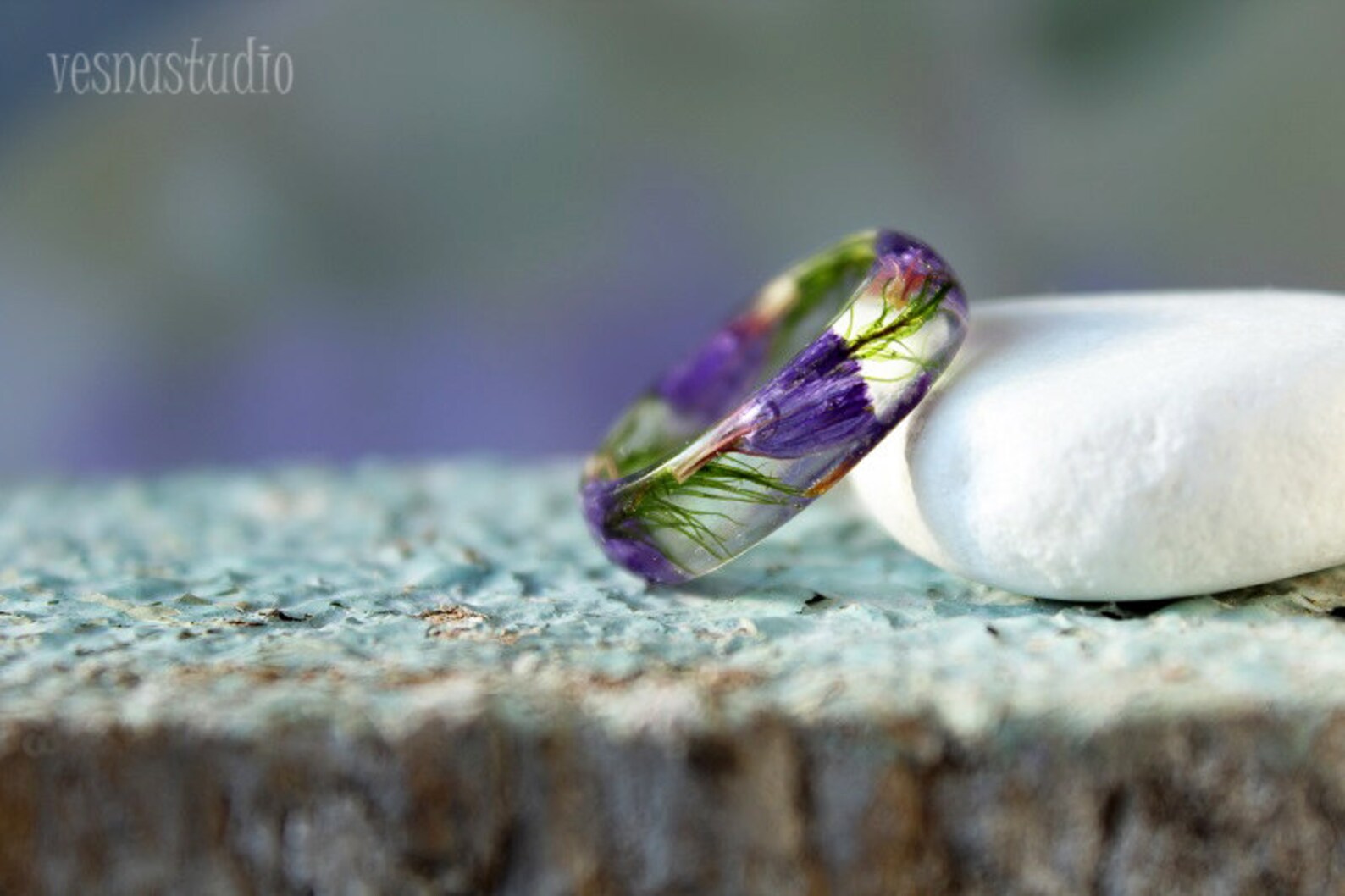 Lilac Flower Resin Ring Nature Inspired Rings Moss Rings Green - Etsy
