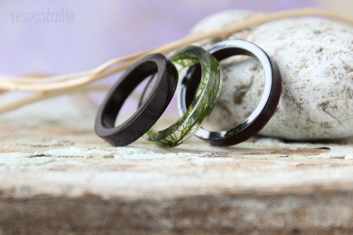 Mens Resin Band Set Mens Wedding Bands Resin Ring Set Real - Etsy