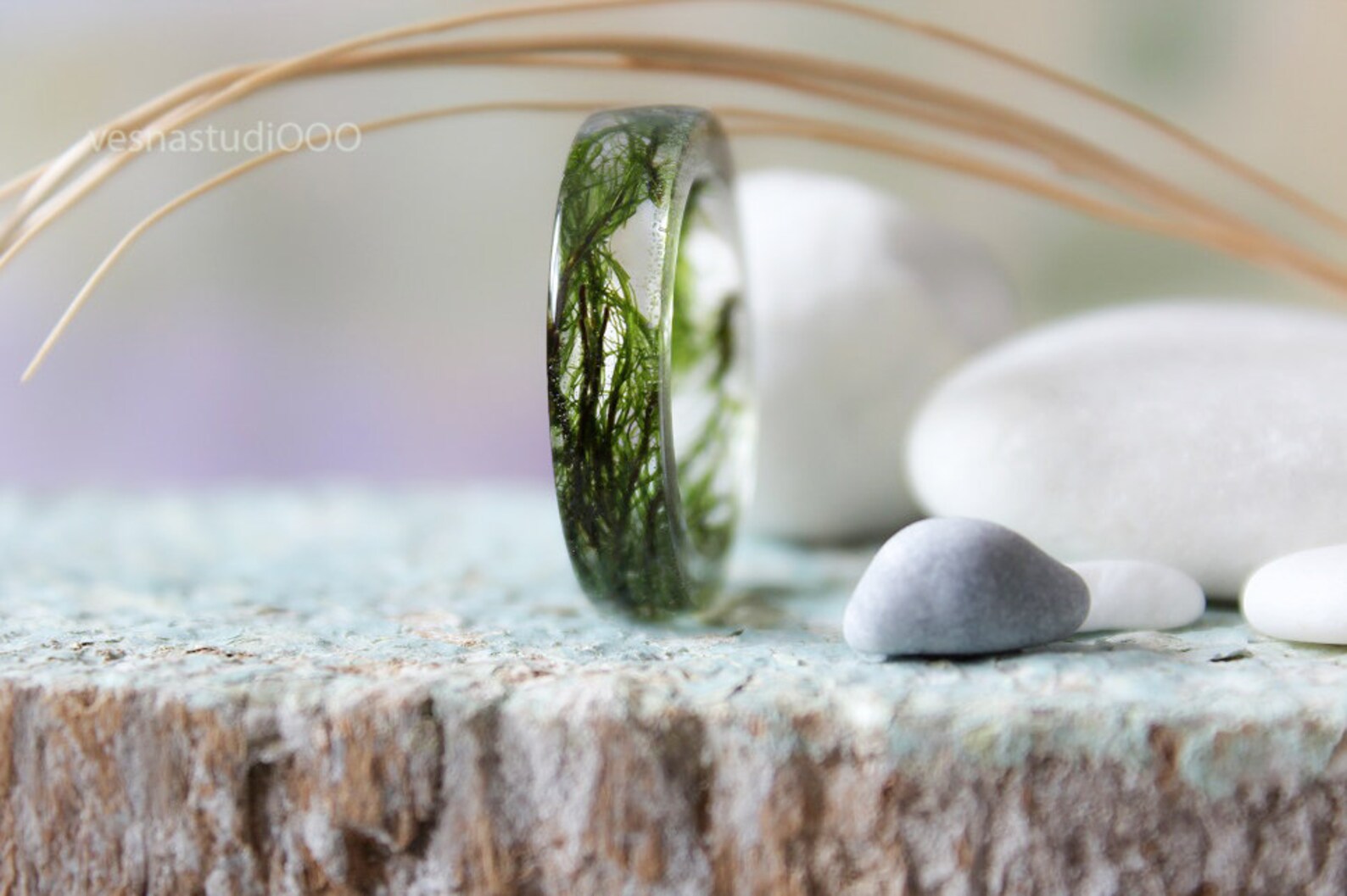 Men's Ring Real Moss Resin Ring Nature Rings Botanical Rings Eco Resin ...