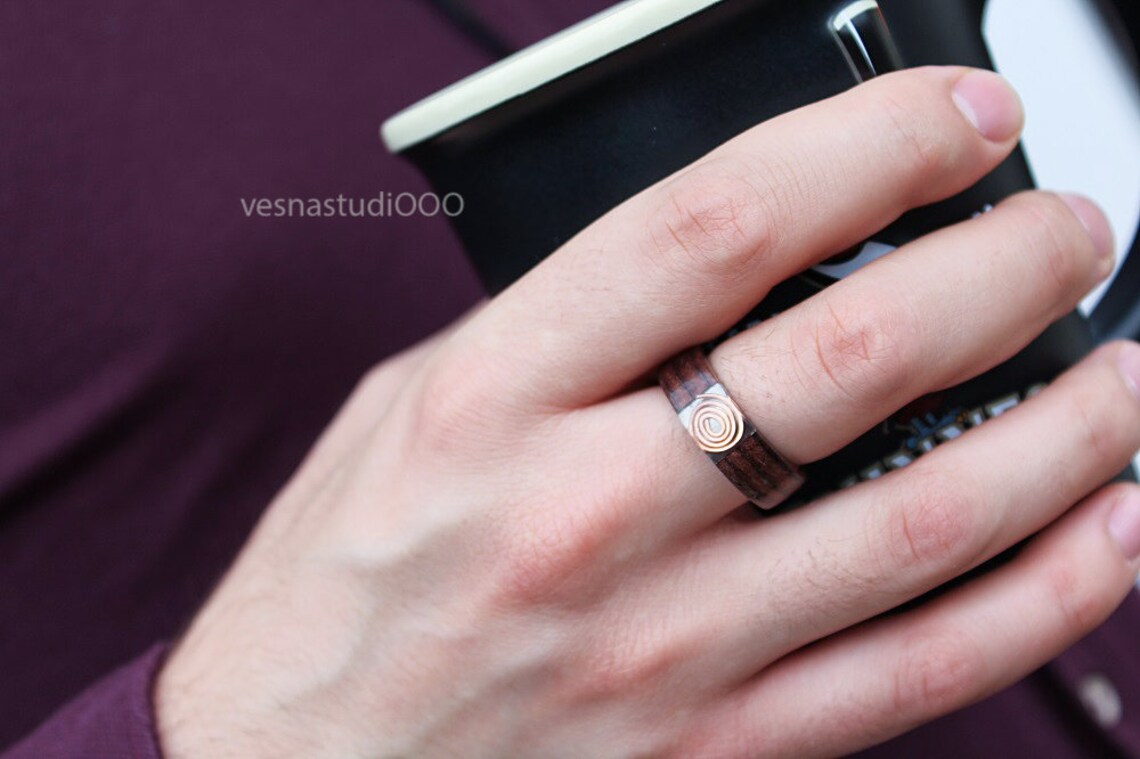 TITANIUM WOOD RING Mens Minimalist Ring Mens Wedding Ring | Etsy