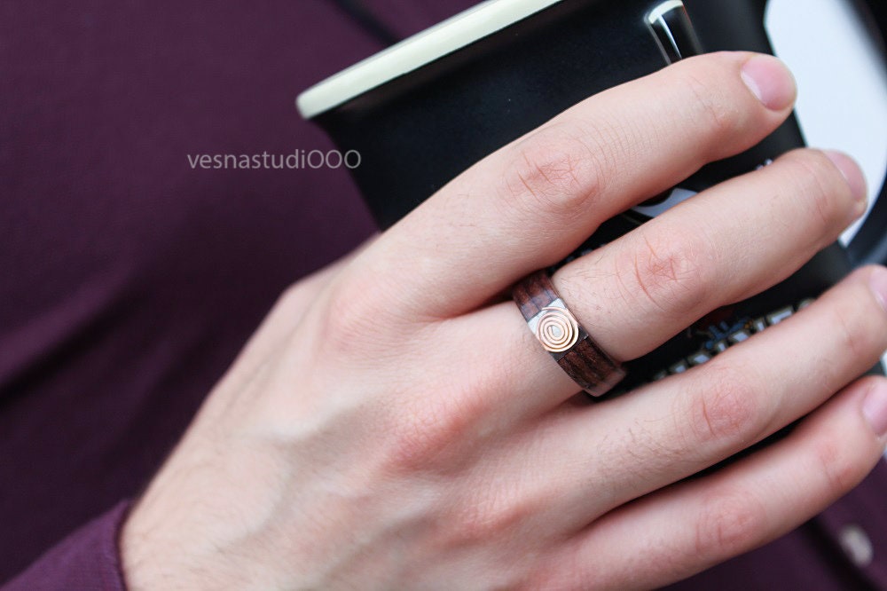 TITANIUM WOOD RING Mens Minimalist Ring Mens Wedding Ring | Etsy