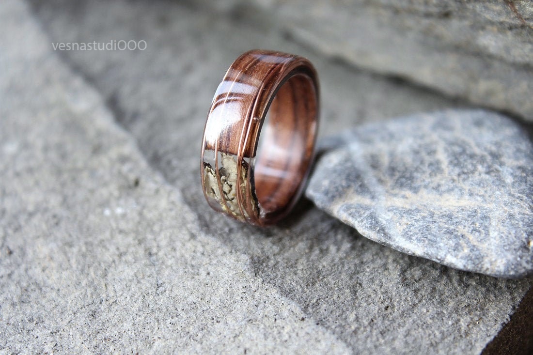 Mens Forest ring Wood moss ring Brown Wood Resin ring | Etsy