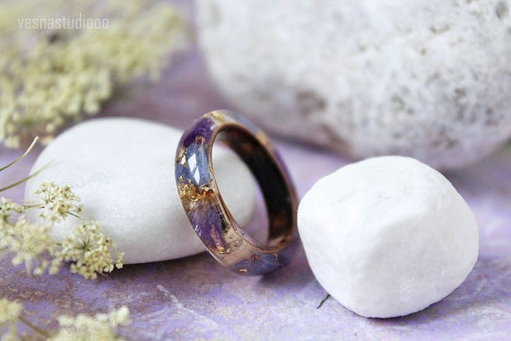 Birch Bark Resin Ring Unisex Ring Wood Resin Ring Nature Resin | Etsy