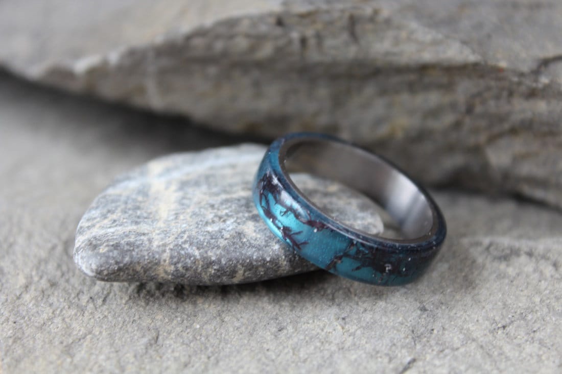Blue Titanium Ring Mermaid Resin Ring Algae Ring Unisex - Etsy