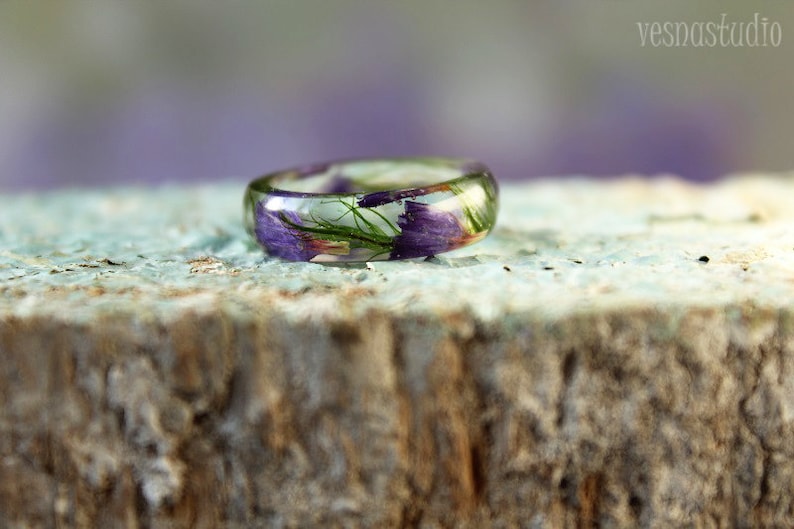 Lilac Flower Resin Ring Nature Inspired Rings Moss Rings Green - Etsy