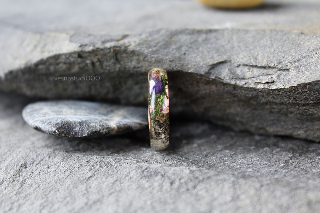 Real Juniper Resin Ring Birch Bark Womens Ring Wood Resin Ring Nature ...