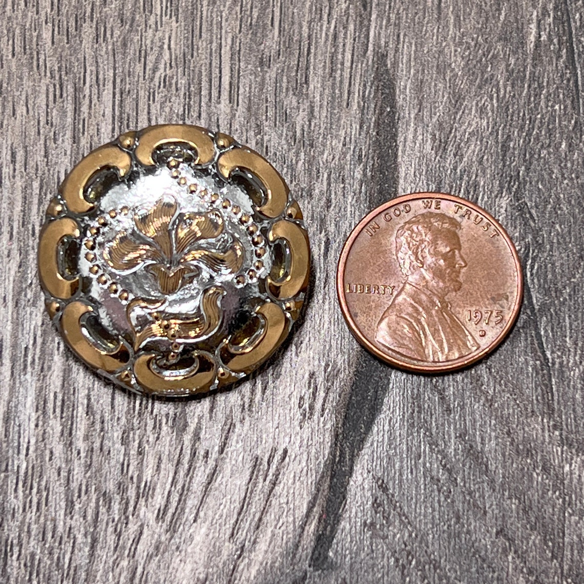 Glass Statement Button, Gold Flower, Metal Shank, 27mm - Etsy