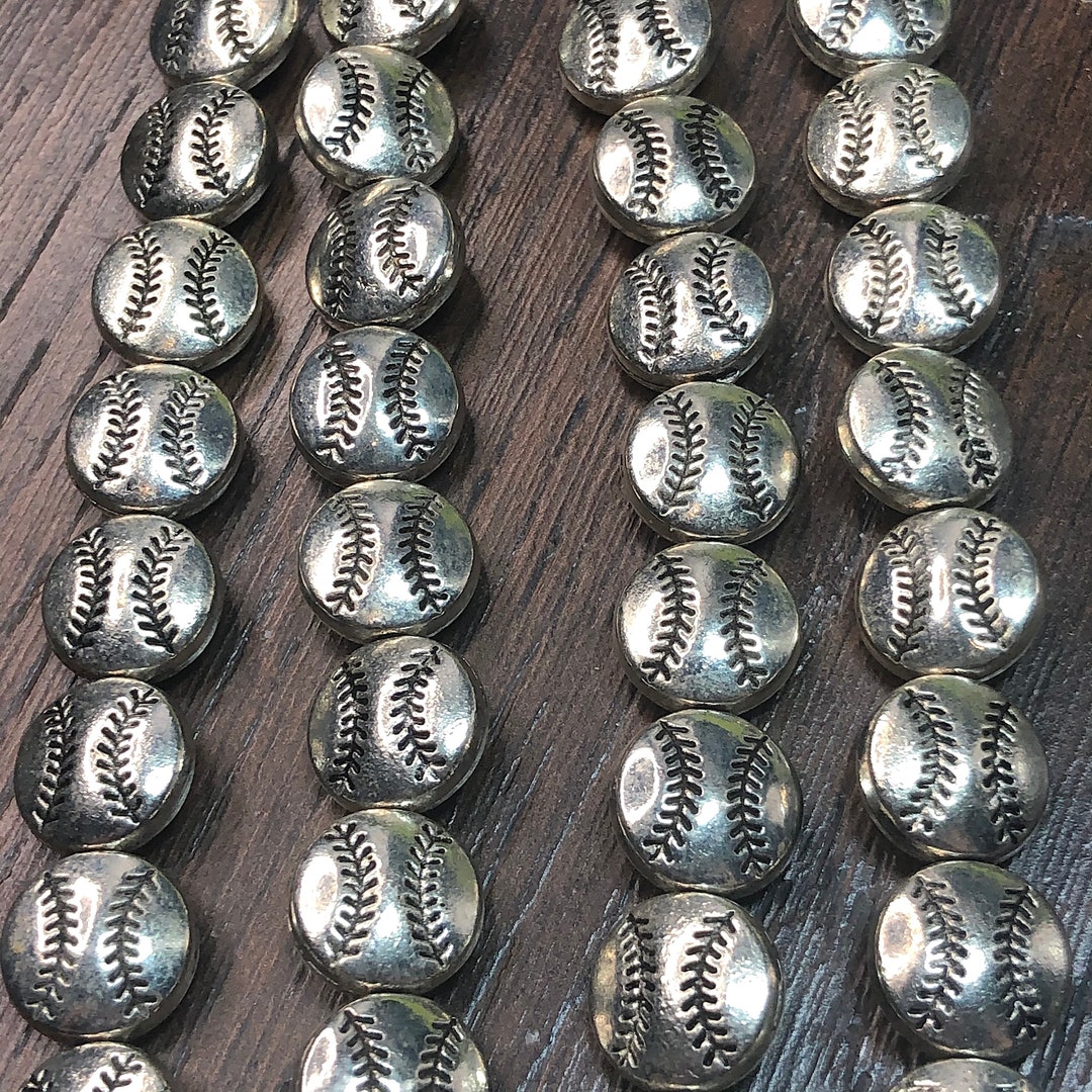Baseball Bead Metal Pewter 1 Strand 20 Beads 10mm Bead - Etsy