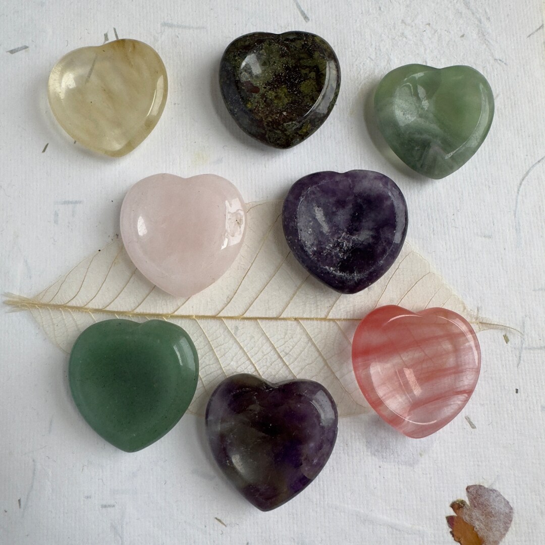 Worry Stone Heart Gemstone 30mm - Etsy