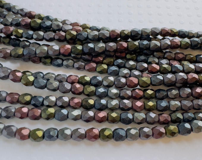 Matte Metallic Mix 4mm Czech Glass Fire Polish, 50 Beads - Etsy