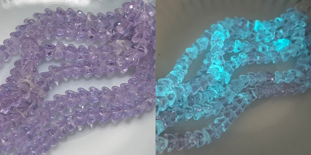 Glow in the Dark - Bell Flowers 8 X 6mm - Alexandrite - Czech Glass ...