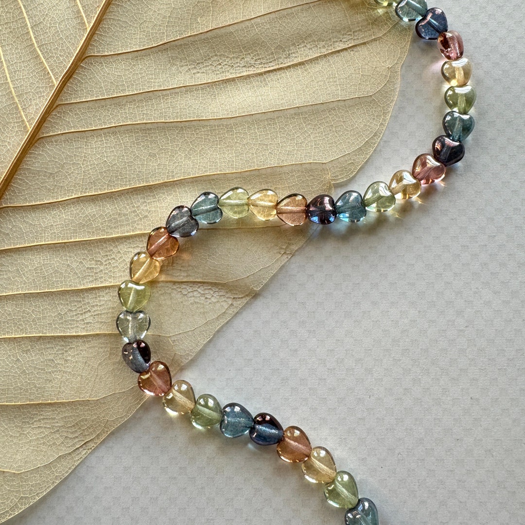 Transparent Rainbow 5 Color Luster Heart Beads 45 Beads 6mm Bead - Etsy