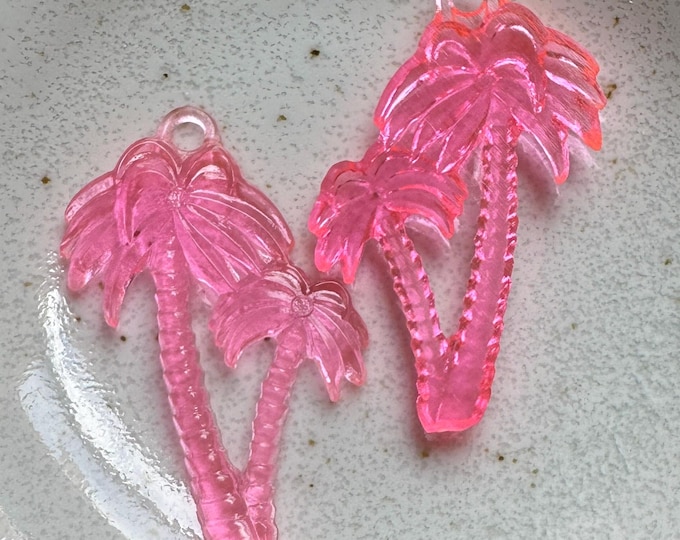Vintage German Pink Palm Tree Resin Charms – Tropical Beach Jewelry ...