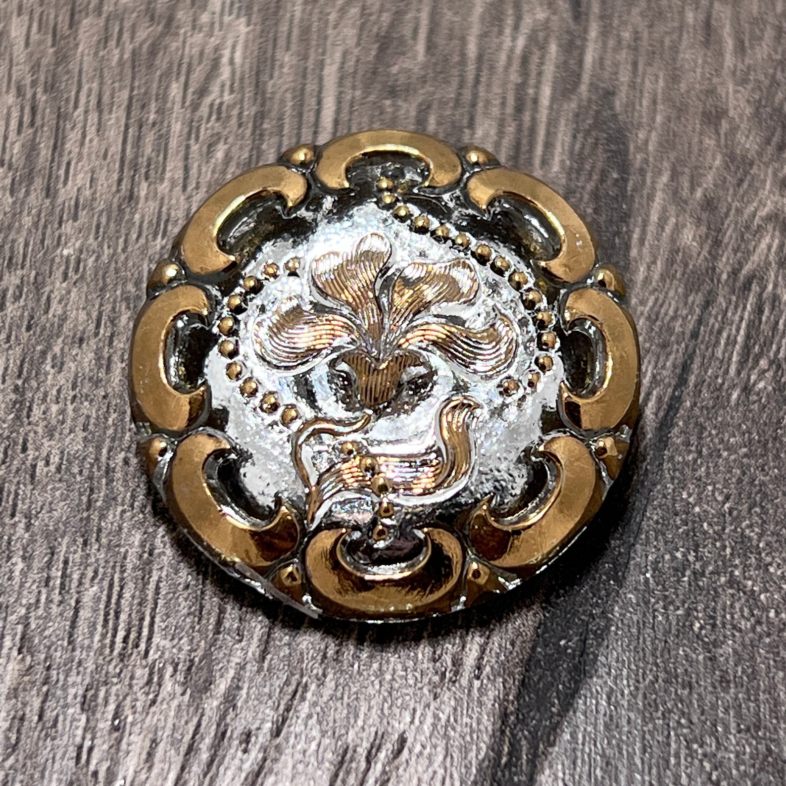 Glass Statement Button, Gold Flower, Metal Shank, 27mm - Etsy