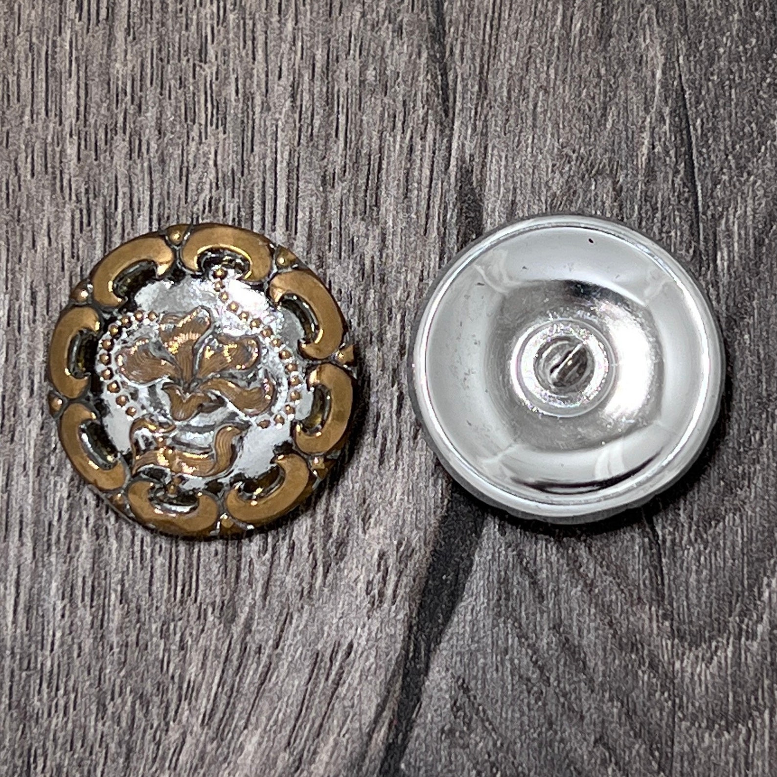 Glass Statement Button, Gold Flower, Metal Shank, 27mm - Etsy
