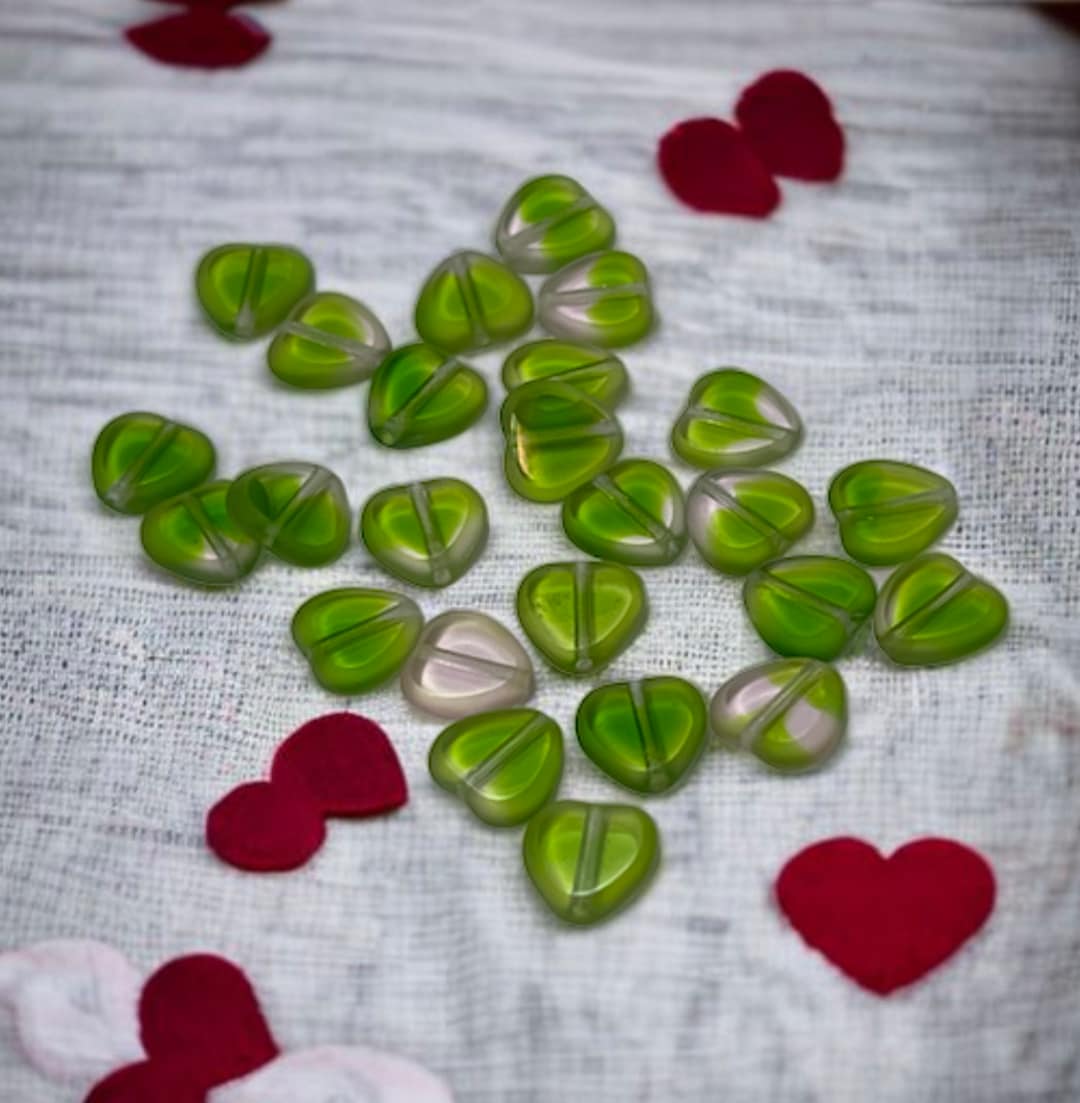 Peridot Crystal Transparent Table Cut Heart Czech Glass Bead 9mm 20 ...