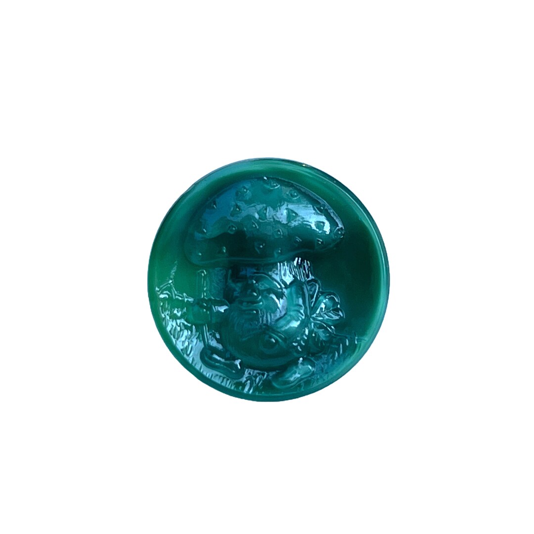 Vintage Green Mushroom Man Czech Glass Button, Glass Shank, 22mm - Etsy