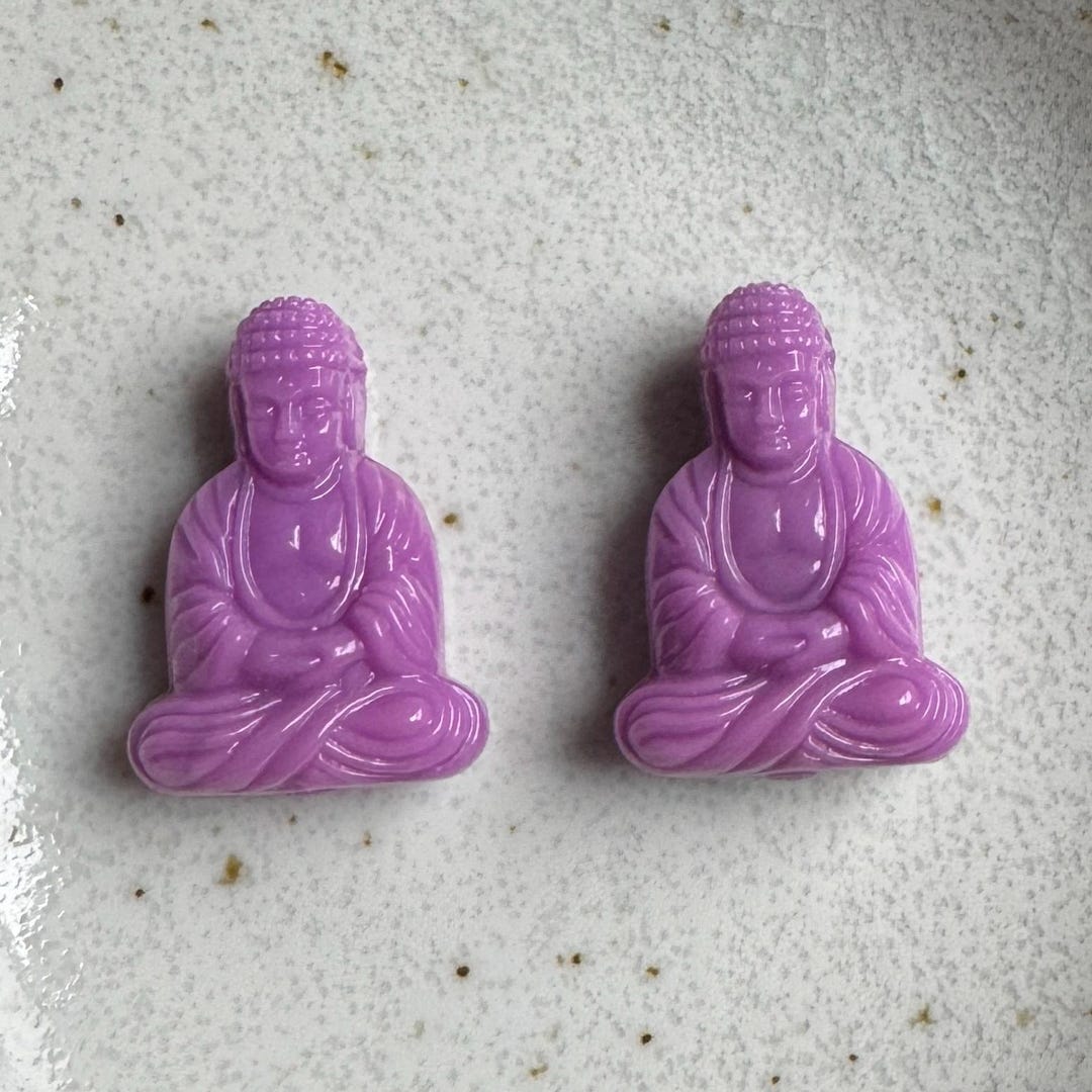 Vintage German Violet Buddha Resin Beads - Meditation Bead - 28mm X ...