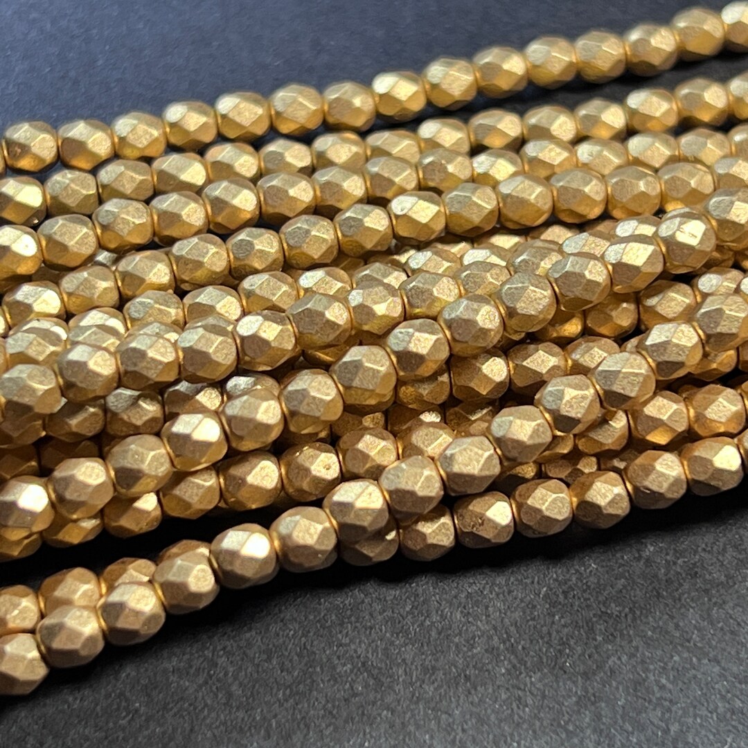 Matte Metallic Gold 4mm Czech Glass Fire Polish - Etsy