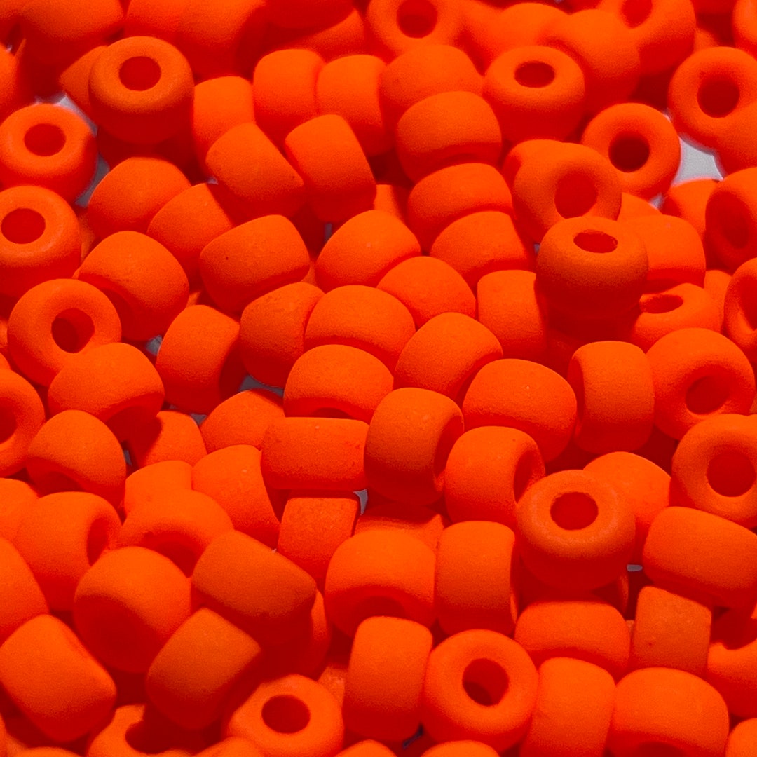Matte Neon Orange, Czech Glass, Roller Bead, 4x6mm, 25 Beads - Etsy