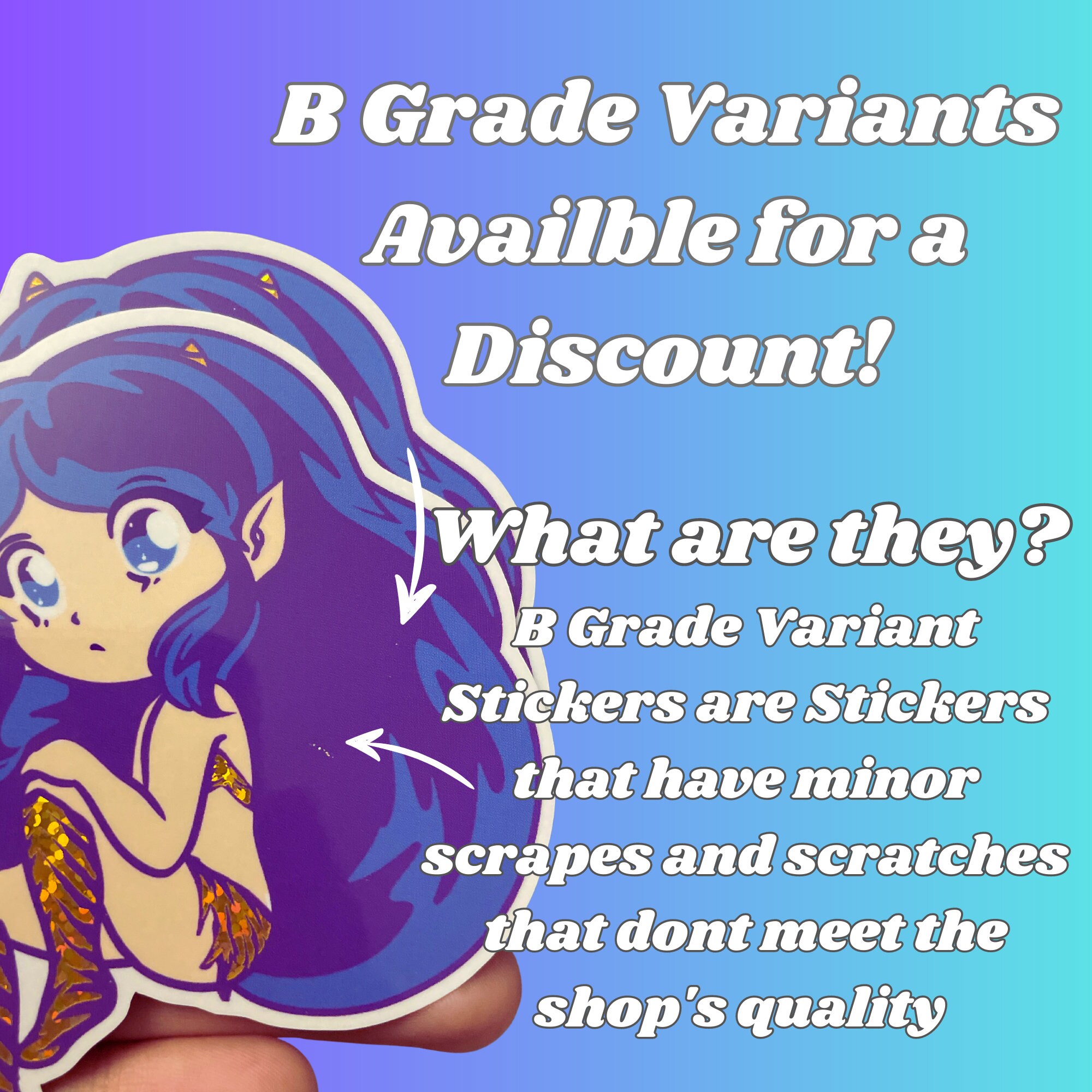 LUM Glitter Sticker Chibi Urusei Yastura Invader Kawaii - Etsy