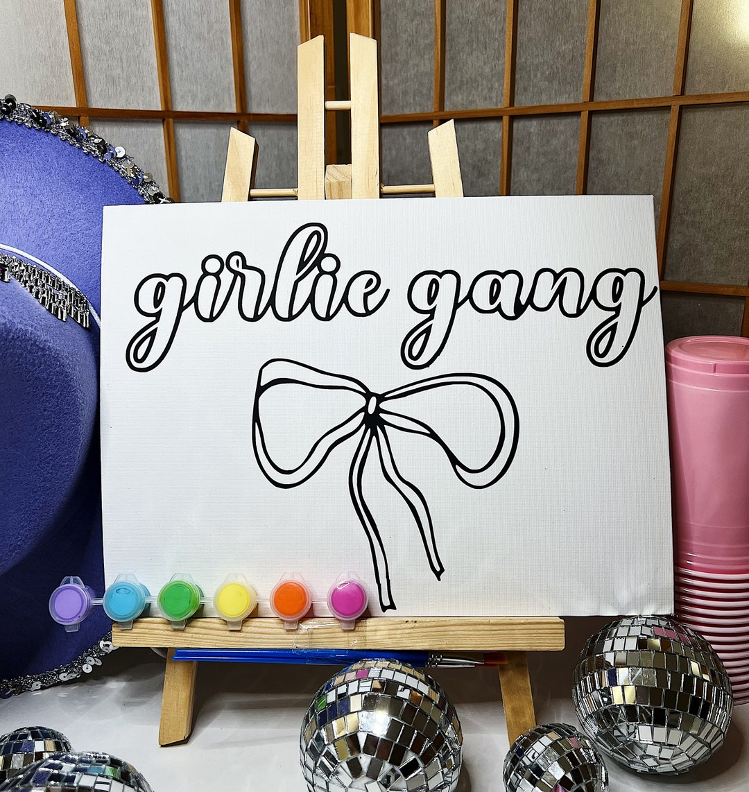 DIY Paint Canvas Panel Kit - Girlie Gang - 9 X 12 in -predrawn Canvas ...