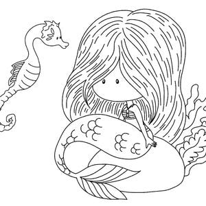 Mermaid Digital Stamps Set, Clipart for Scrapbooking, SVG Files ...
