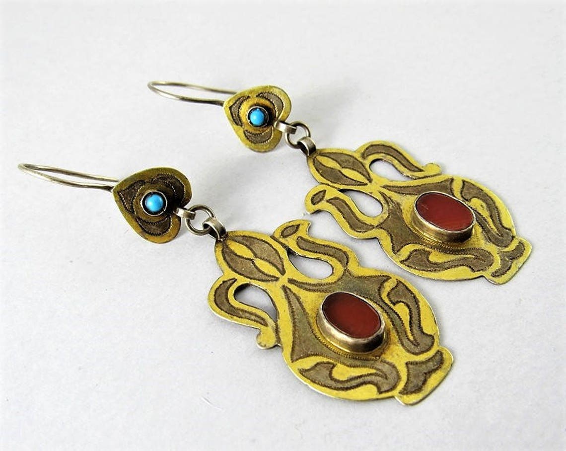 Turkmen Earrings Turkmen Jewelry Carnelian Earrings - Etsy