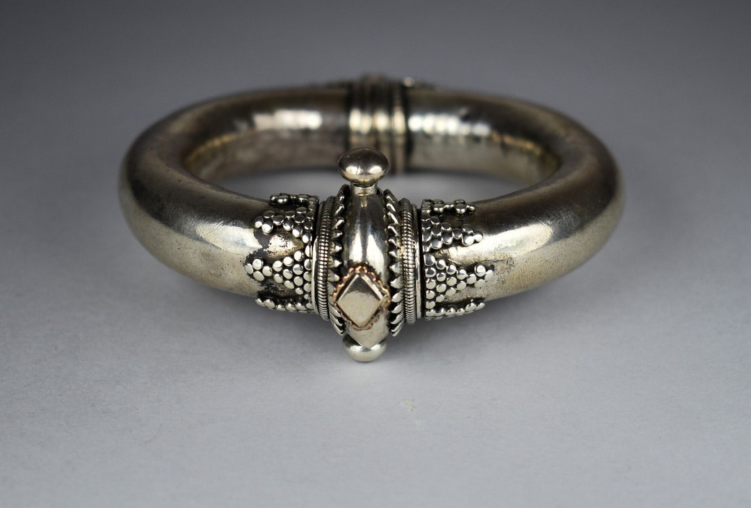 Antique Heavy Silver Bangle - South India - Tamil Nadu - Etsy