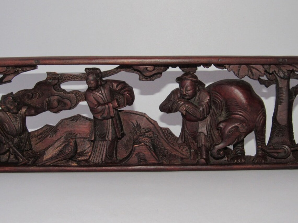 Antique Chinese Wooden Panel - Etsy