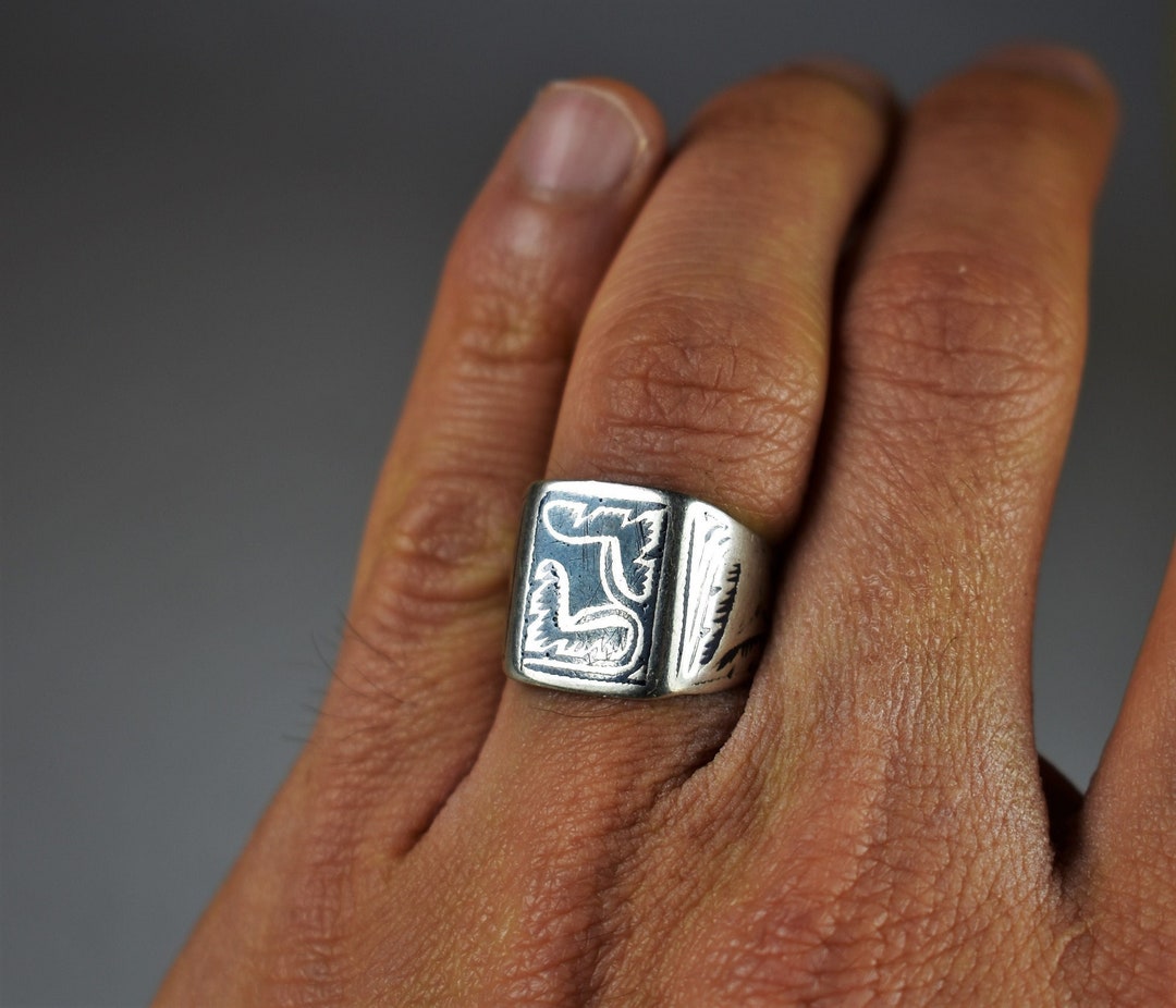 Silver Niello Ring - Band Rings - Niello Ring - Etsy