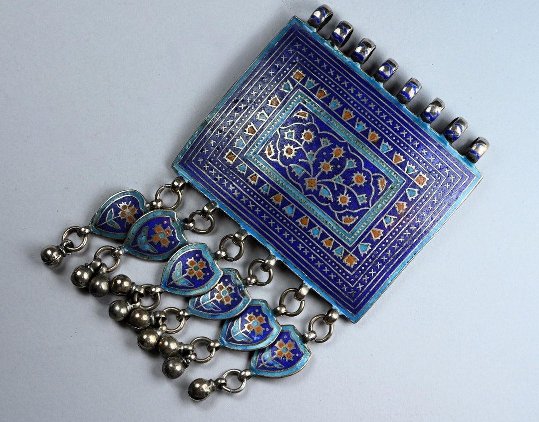 Antique Blue Enamel Multan Silver Pendant - Etsy