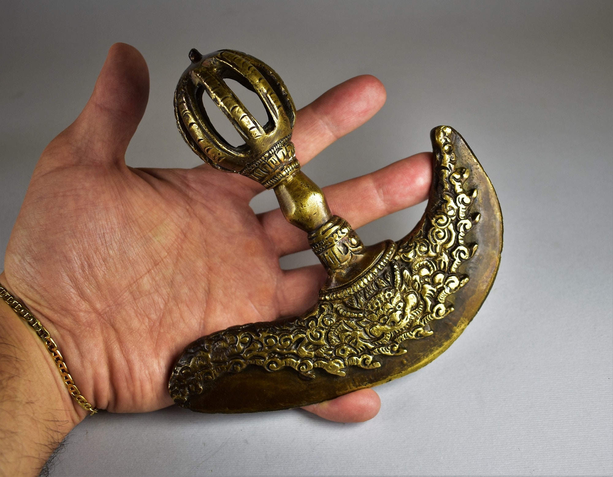 Old Tibetan Bronze Kartika Tibetan Tantric Ritual Axe Etsy