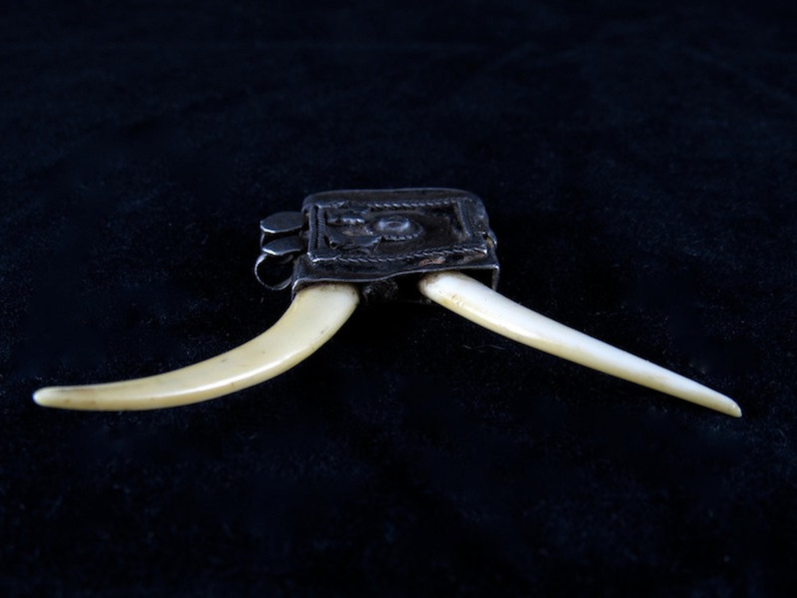 Antique Indian Silver Fangs Pendant - Etsy