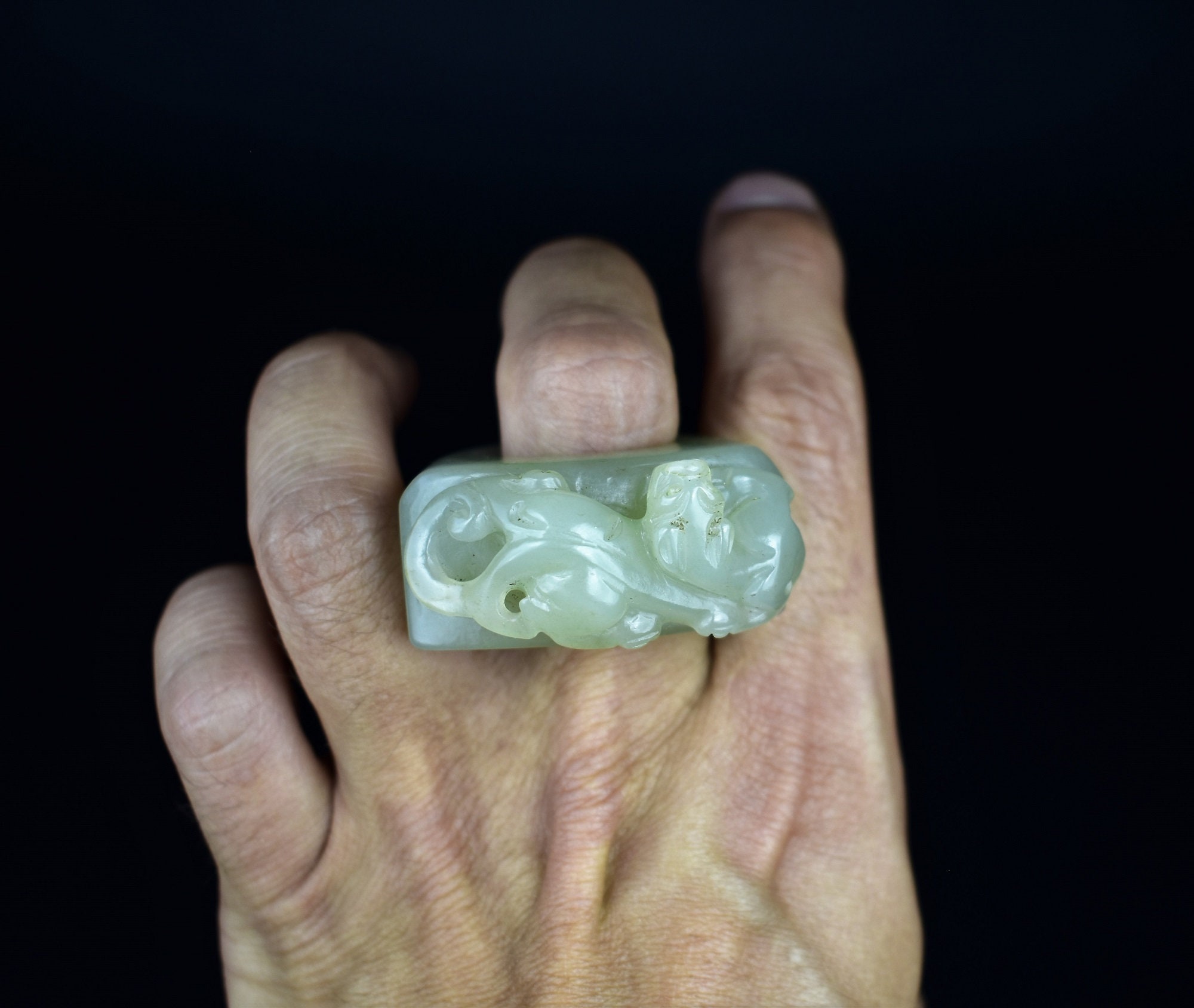 Antique Massive Jade Ring Traditional Chinese Archer Jade - Etsy