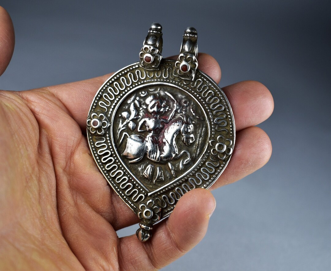Antique Indian Silver Pendant - Kalki - Etsy