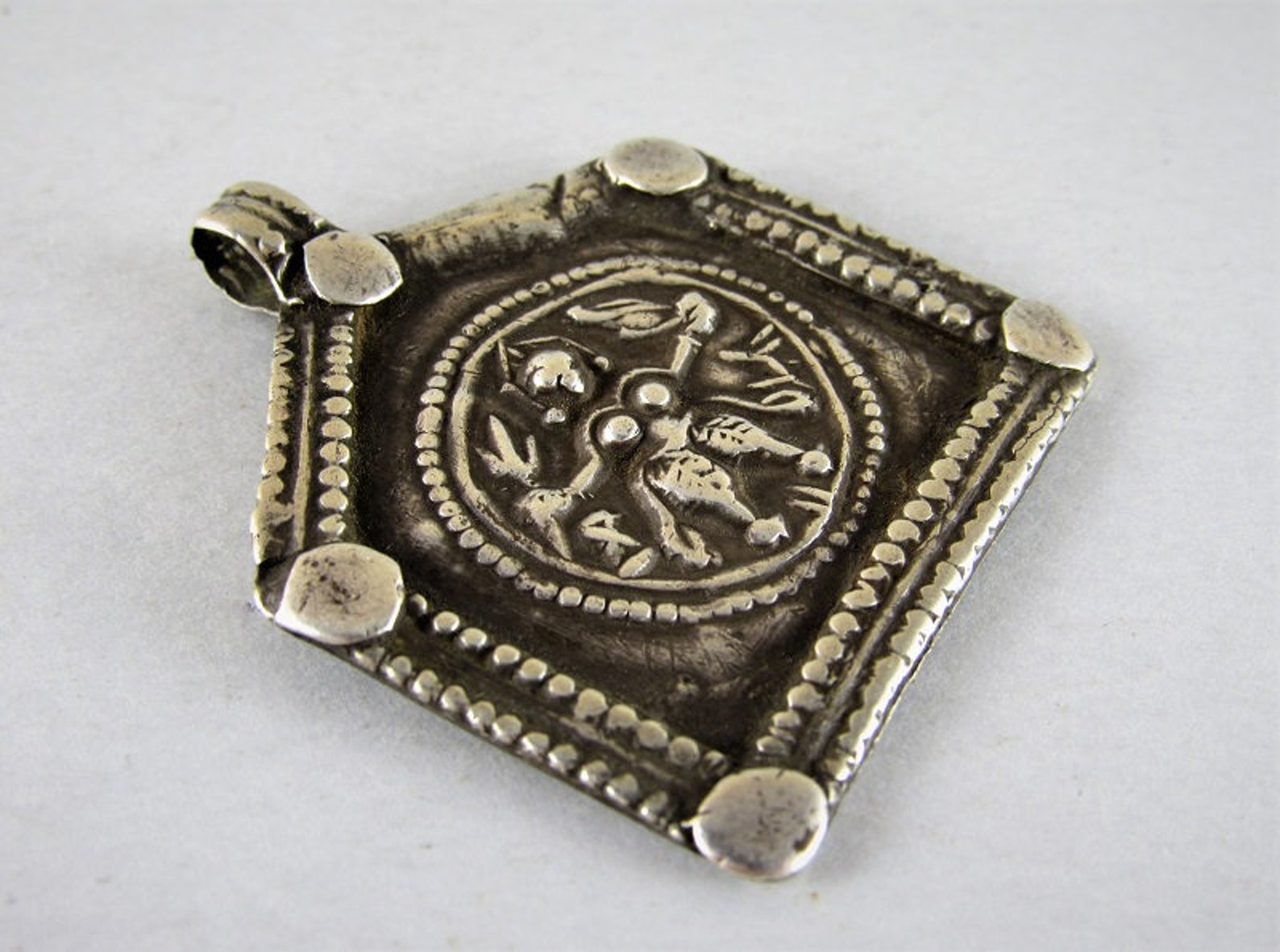 Antique Indian Silver Pendant - Patina Silver - India - Shiva Consort ...