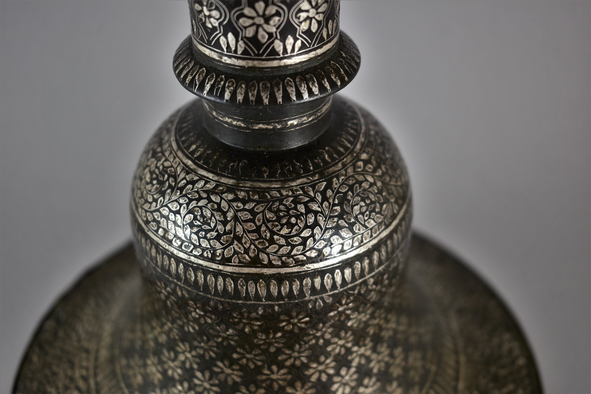 Antique Indian Hookah Pipe Base Silver Inlays Indian - Etsy