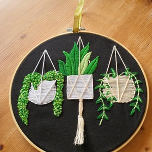 Hand Embroidered Plant Wall Hanging - Etsy