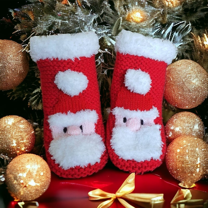 Santa Slippers - Etsy